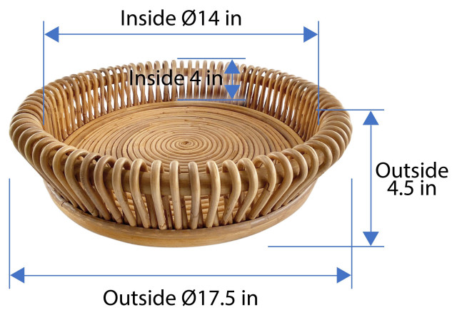 Round Rattan Loop Tray Centerpiece and Fruit and Vegetable Bowl ...