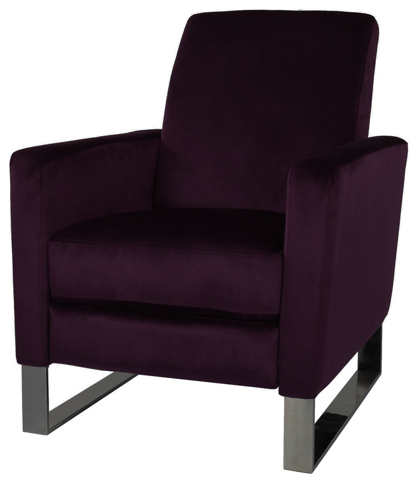 Arvin Velvet Push Back High Leg Recliner With Stainless Steel Legs ...