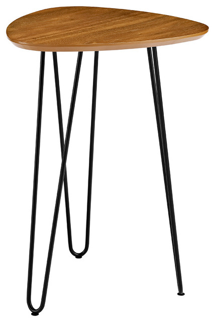 18" Hairpin Leg Wood Side Table, Walnut - Midcentury - Side Tables And ...