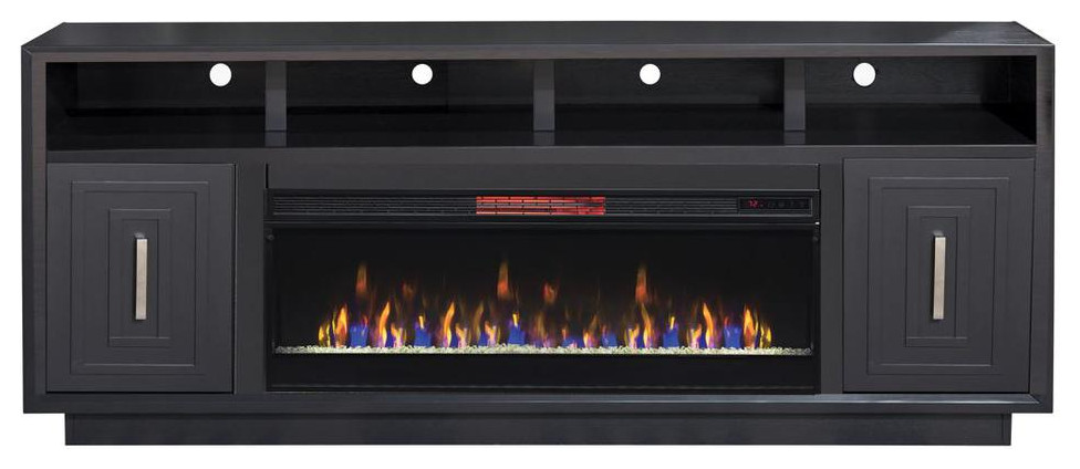 Black Finish Solid Wood Fireplace TV stand. - Contemporary - Indoor ...