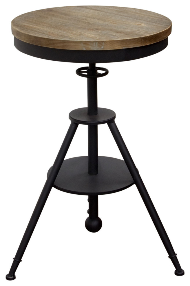 Adjustable Height Bistro Table Weathered Grey Top and Powder Coat Iron ...