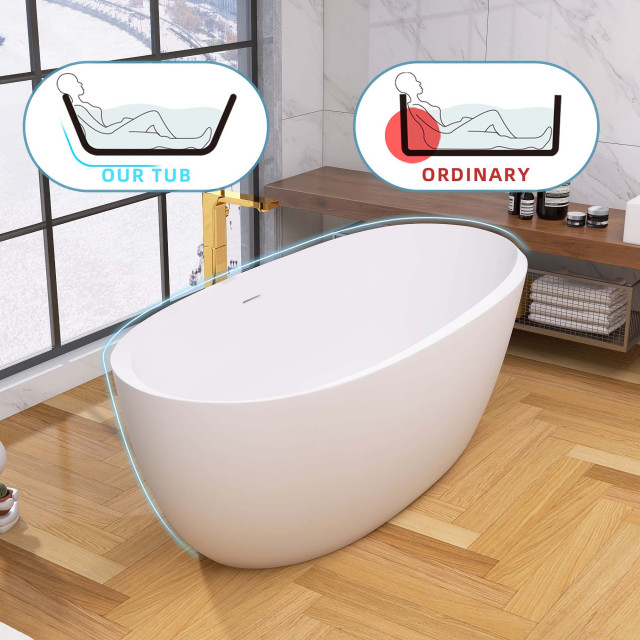 Acrylic Roll-Top Freestanding Flatbottom Soaking Bathtub - Contemporary ...