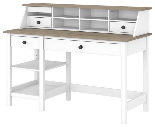 Pemberly Row Engineered Wood 54W Desk w/ Desktop Organizer in Shiplap ...