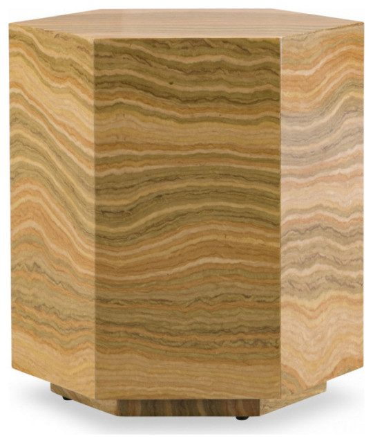 Phillip Glam Amber and Gold Marble End Table - Transitional - Side ...