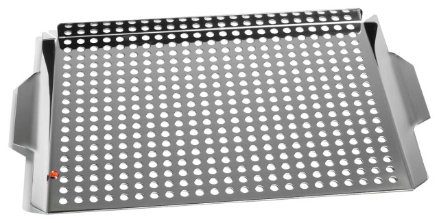 Outset Stainless-Steel Large Grill Grid with Handles - Transitional ...