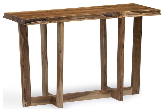 Unique Console Table, Natural Acacia Wood Construction With Rectangular ...
