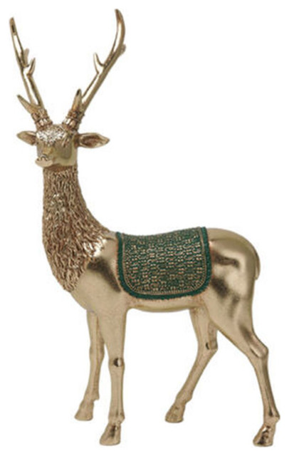 December Diamonds Winter Melody 19" Gold Standing Deer - Contemporary ...