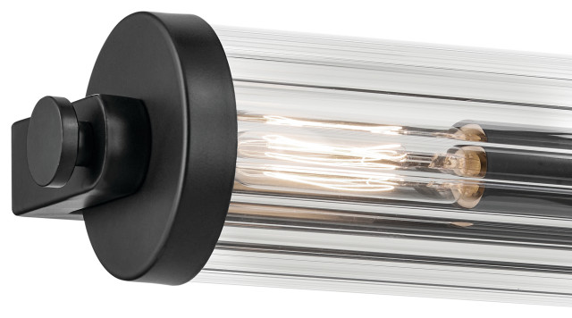 25" 4-Light Linear Vanity Light With Clear Fluted Glass - Transitional ...