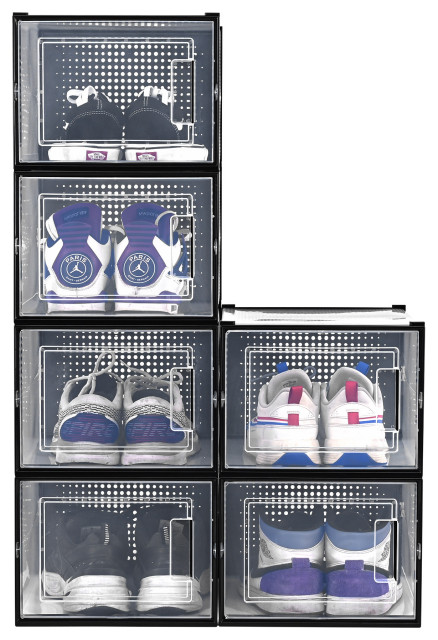Yescom 6 Pack High Heel Shoe Storage Box Stackable Container Foldable ...
