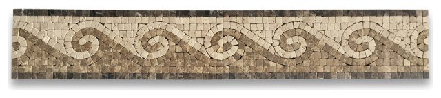 Marble Mosaic Border Listello Insert Tile Surf Emperador 4x12 Tumbled ...