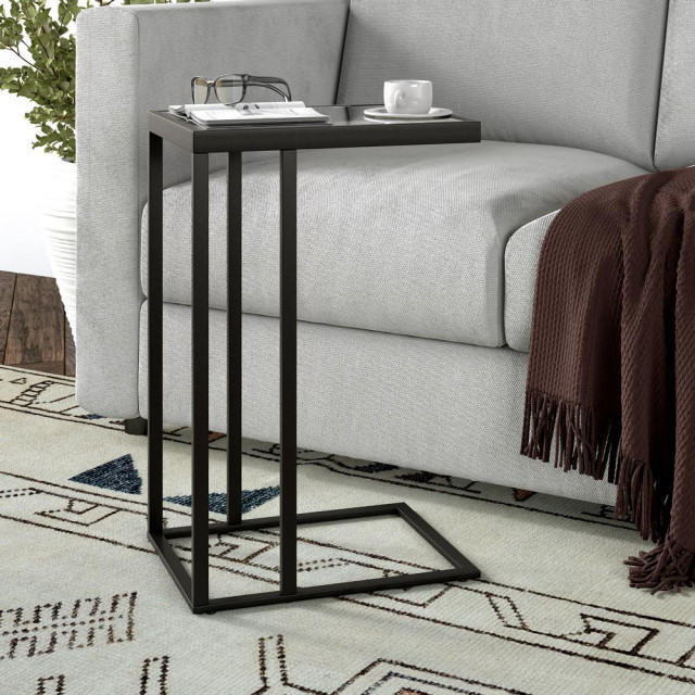 Alexis 16'' Wide Rectangular Side Table in Blackened Bronze ...