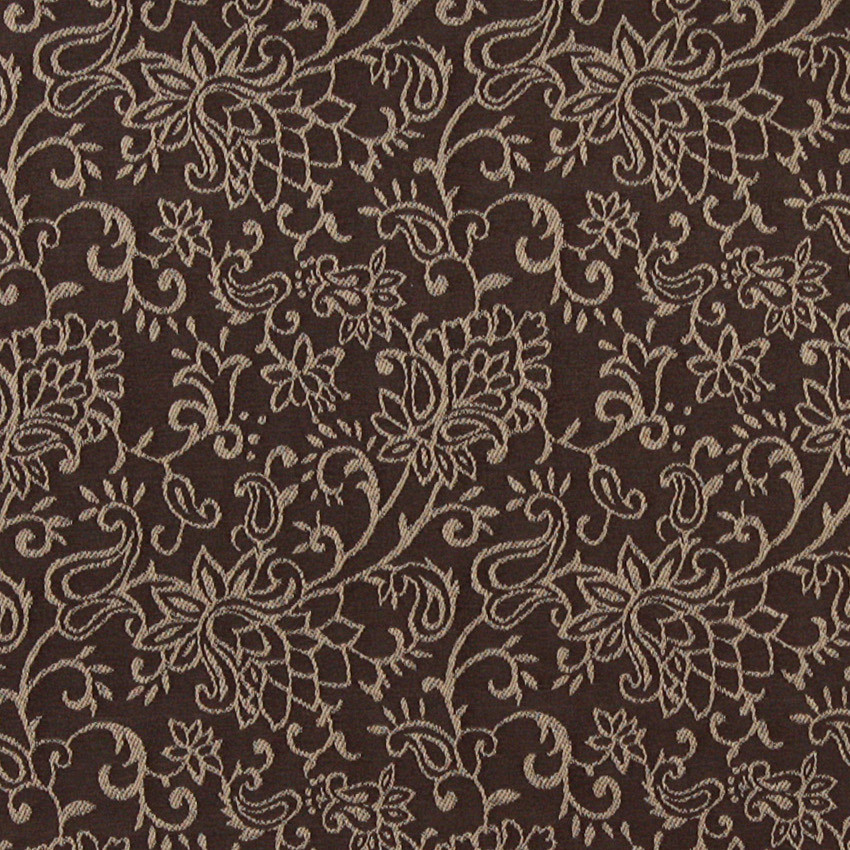 Brown, Contemporary Floral Designed Woven Upholstery Fabric By The Yard ...