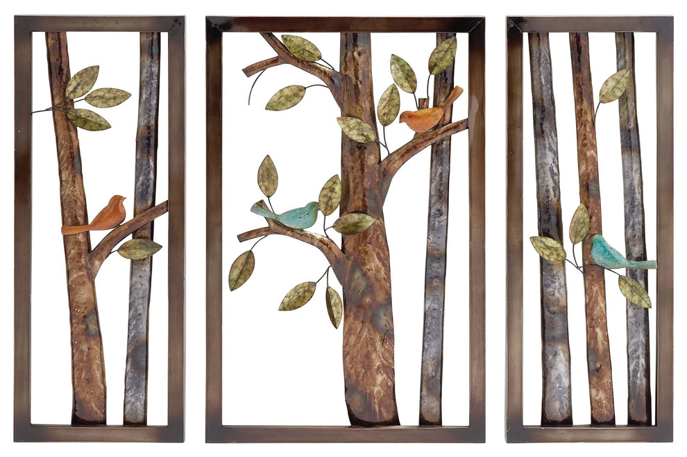 Farmhouse Multi Colored Metal Wall Decor Set 92386 - Rustic - Metal ...