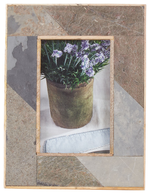 Slate Picture Frame With Distressed Design, 5"x7" - Transitional ...