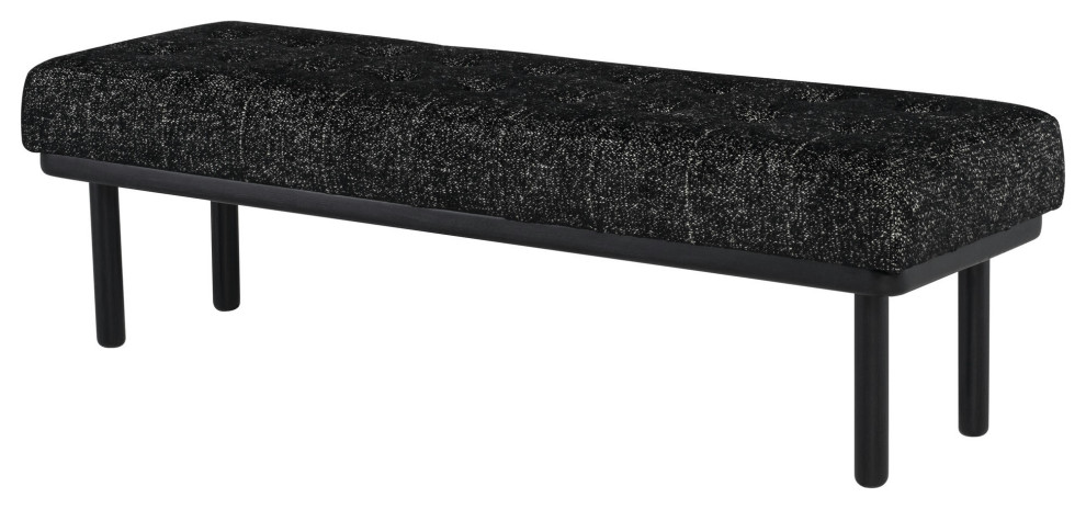 Arlo Salt & Pepper Fabric Occasional Bench - Midcentury - Upholstered ...