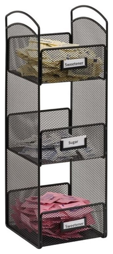 Pemberly Row 3 Tier Break Room Organizer in Black - Pantry And Cabinet ...