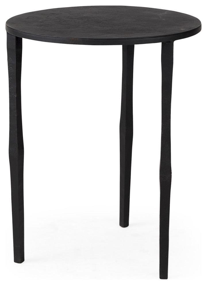 Timothy Black Iron Round Side Table - Industrial - Side Tables And End ...