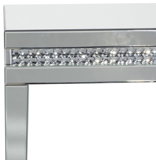 Contemporary Console Table, Rectangular Design With Reflective Glass ...