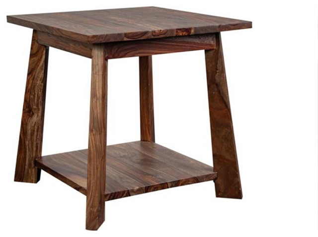 Porter Designs Kalispell Solid Sheesham Wood End Table - Harvest. - Rustic - Side Tables And End ...
