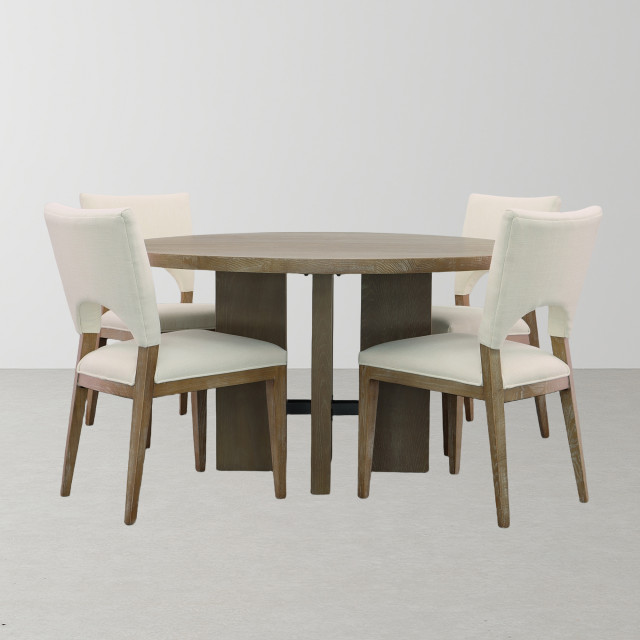 Fraser Round Dining Table, Brown - Transitional - Dining Tables - by LH Home | Houzz