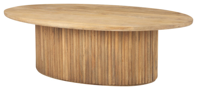 Terra Light Brown Solid Wood Oval Fluted Coffee Table - Transitional - Coffee Tables - by ...
