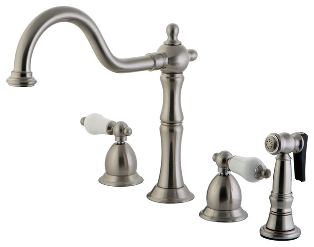 Heritage Double Handle Kitchen Faucet with Brass Side Sprayer ...