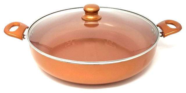 Better Chef 10 in. Copper Colored Ceramic Coated Deep Fryer Pan Skillet ...