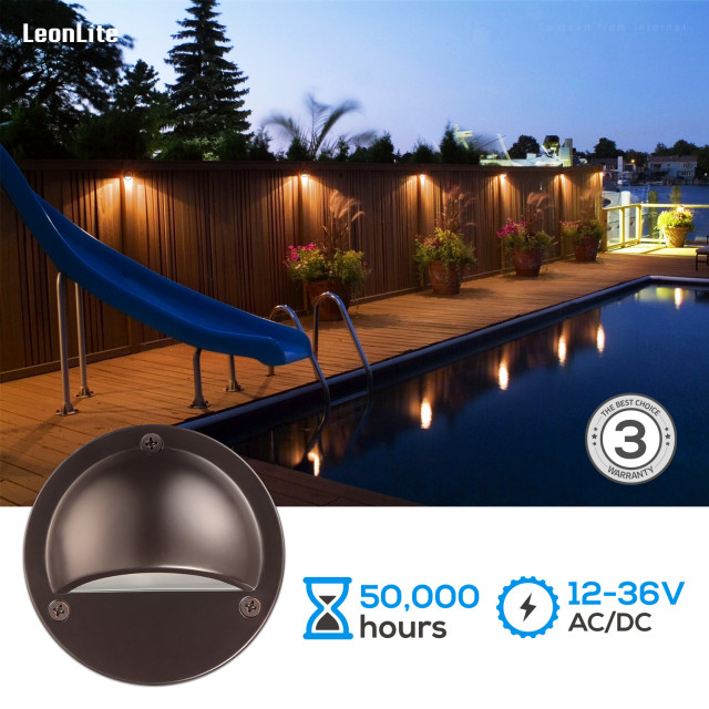 12 Pack LED Low Voltage Deck Lights, Brown, 3000K Warm White ...
