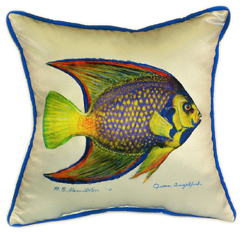 Pair of Betsy Drake Queen Angelfish Large Pillows 18 Inch x 18 Inch ...