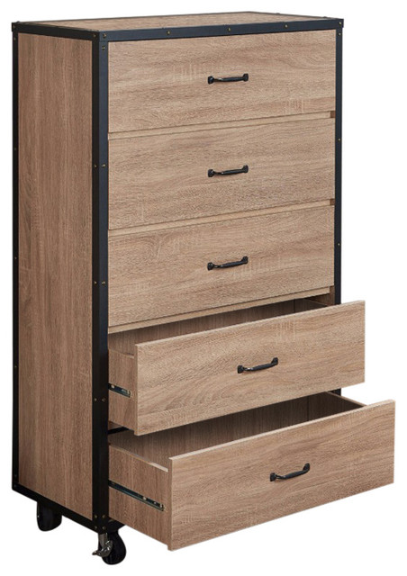 Wooden Chest, Weathered Light Oak Brown - Transitional - Accent Chests ...