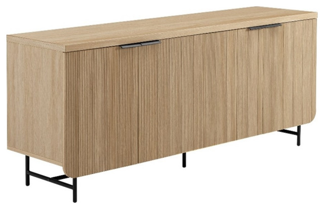 69" Scandinavian 4 Door Wood Sideboard - Oak / Black - Transitional ...