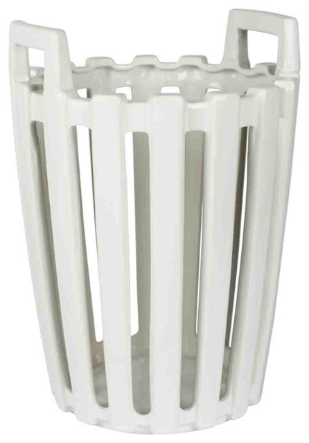 decorative Ceramic Vase, Bucket Shaped, White - Transitional - Vases ...