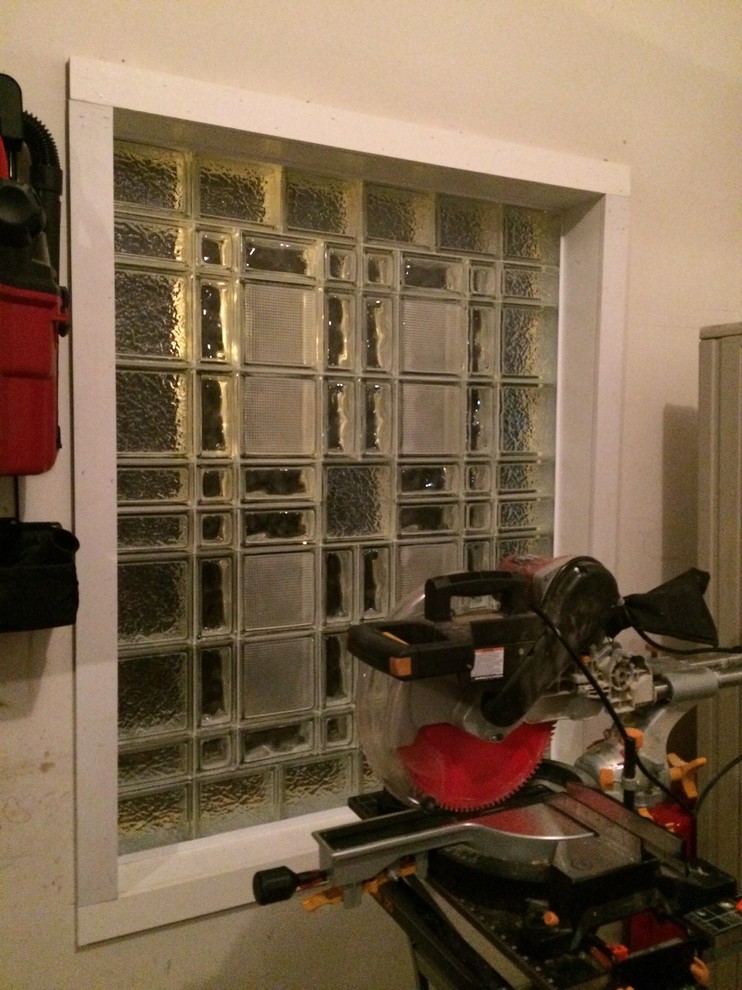 Inside of a decorative glass block garage window with multiple sizes ...