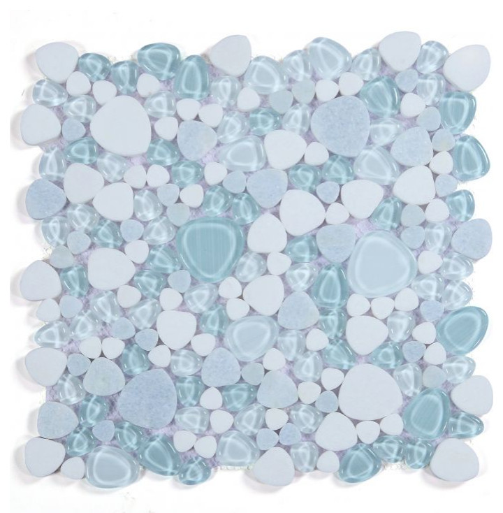 Mosaic Marble and Glass Tile, Pebble Look - Contemporary - Mosaic Tile ...