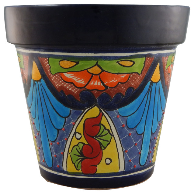 Mexican Ceramic Flower Pot Planter Folk Art Pottery Handmade Talavera ...