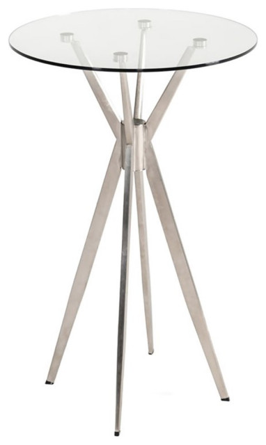 Limari Home Kaitlyn Round Steel & Tempered Glass Bar Table in Silver ...