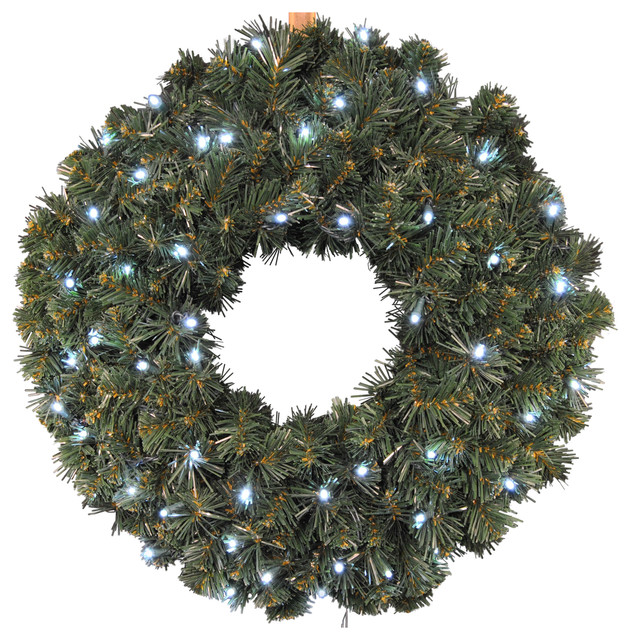 3' Pre-Lit Battery Operated Cool White LED Sequoia Wreath - Traditional ...