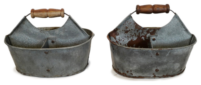 Consigned Galvanized 4-Way Bucket - Farmhouse - Baskets - by Design Mix ...