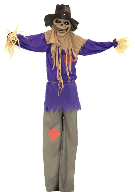 Bates 5.83' Standing Scarecrow, Indoor/Covered Outdoor Halloween Decor ...