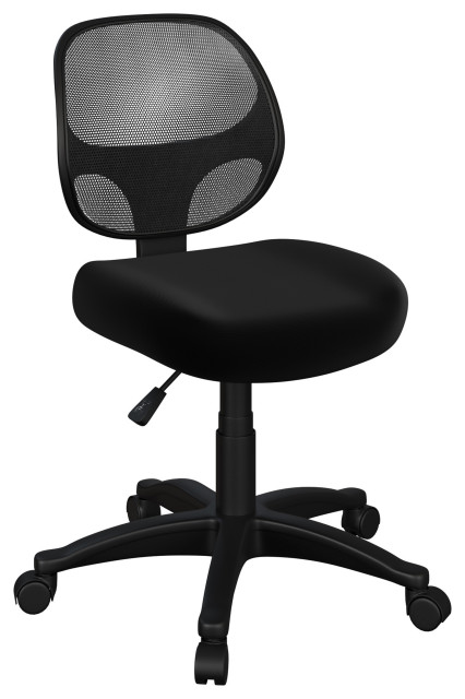 Adjustable Height Armless Office Computer Chair, Wheels, Curved Mesh ...