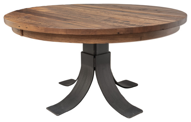 Granby Barnwood Round Dining Table, 48x48, 2 Middle Leaves - Industrial ...