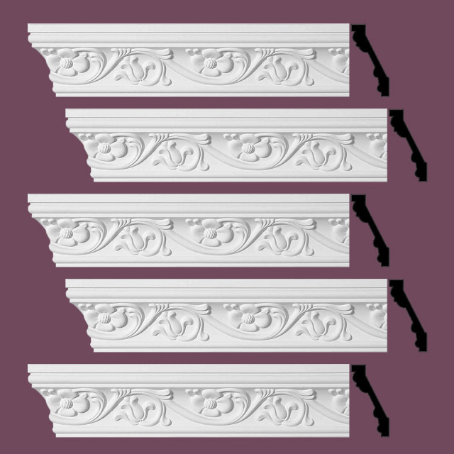 Ornate Cornice White Urethane Sainte Anne Design 5 Pieces Totaling 480 ...