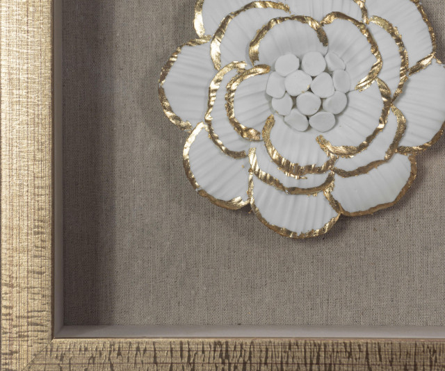Gold Ceramic Flower Shadow Box Wall Décor (MS39291AP) - Contemporary ...