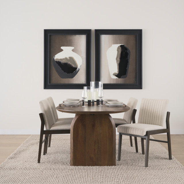 Isla Oval Dining Table WithDark Brown Wood Top and Arched Legs - Transitional - Dining Tables ...