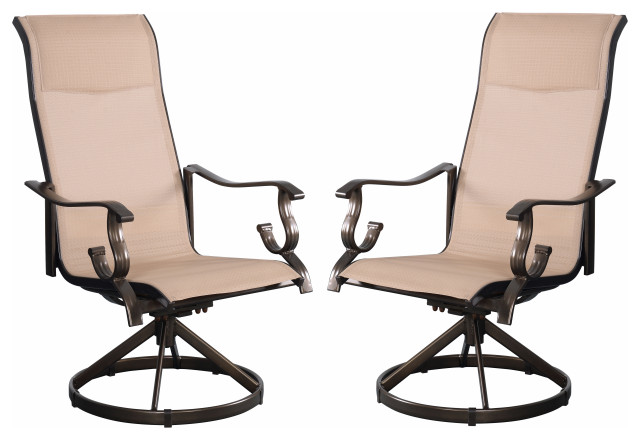 Set of 2, Westin Swivel Rocking Patio Dining Chairs, Bronze/Tan ...