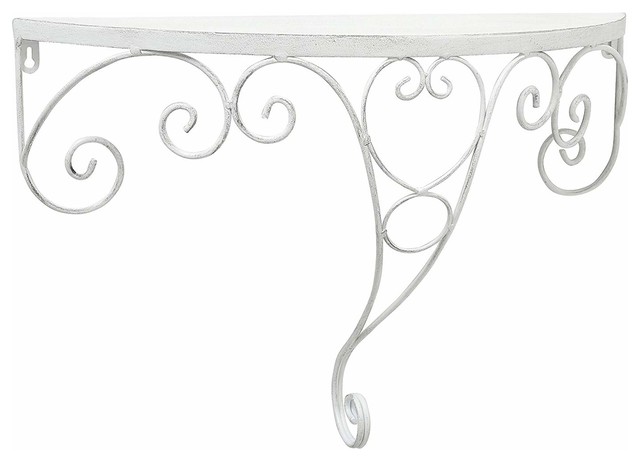 Madeline Half Moon Floating Shelf With Arabesque Bracket Support, 21.75 ...