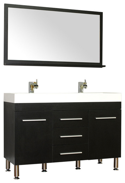 The Modern 48 inch Double Modern Bathroom Vanity in Black without ...