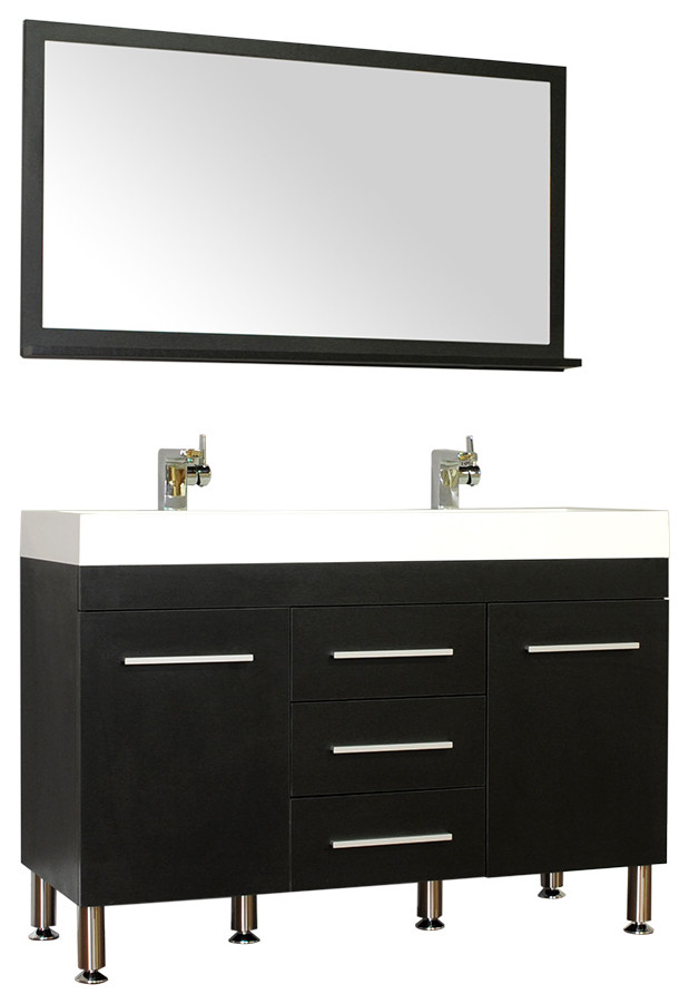 The Modern 48 inch Double Modern Bathroom Vanity in Black without ...