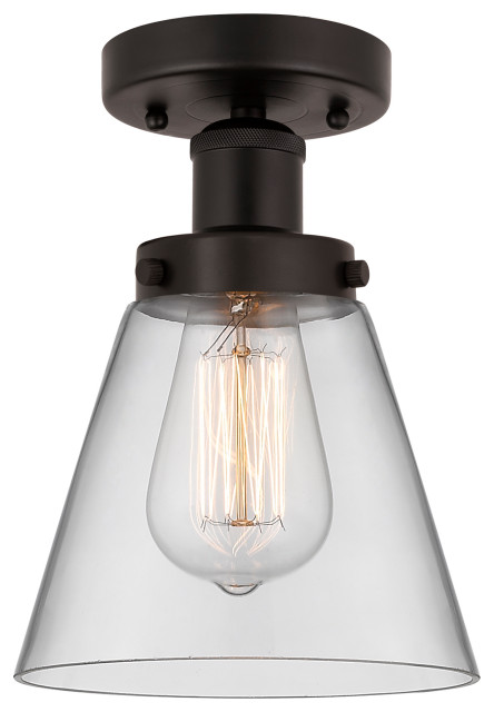 Edison Cone 7" Semi-Flush Mount, Oil Rubbed Bronze Finish - Industrial ...