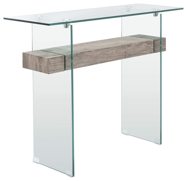 Stunning Console Table, Glass Construction With Unique MDF Accent ...